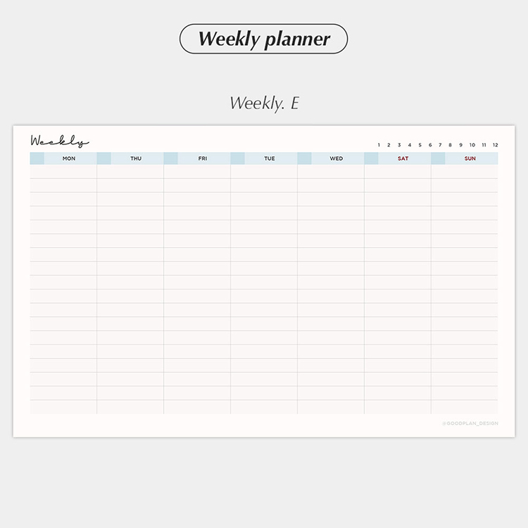 weekly / yearly planner skyblue E | Webudding