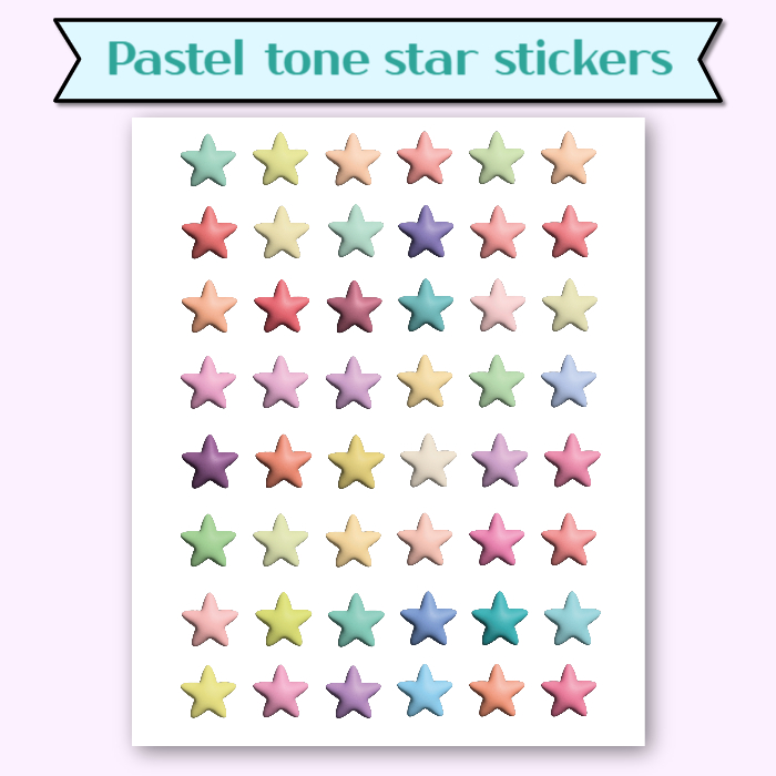 Pastel tone star stickers | Webudding