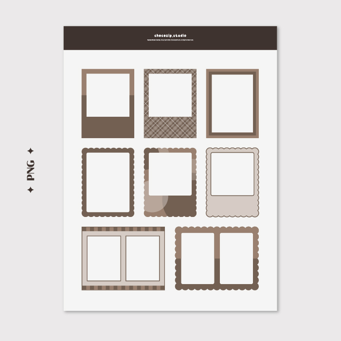 [Chocozip] PNG Stickers Photo Frame A | Webudding