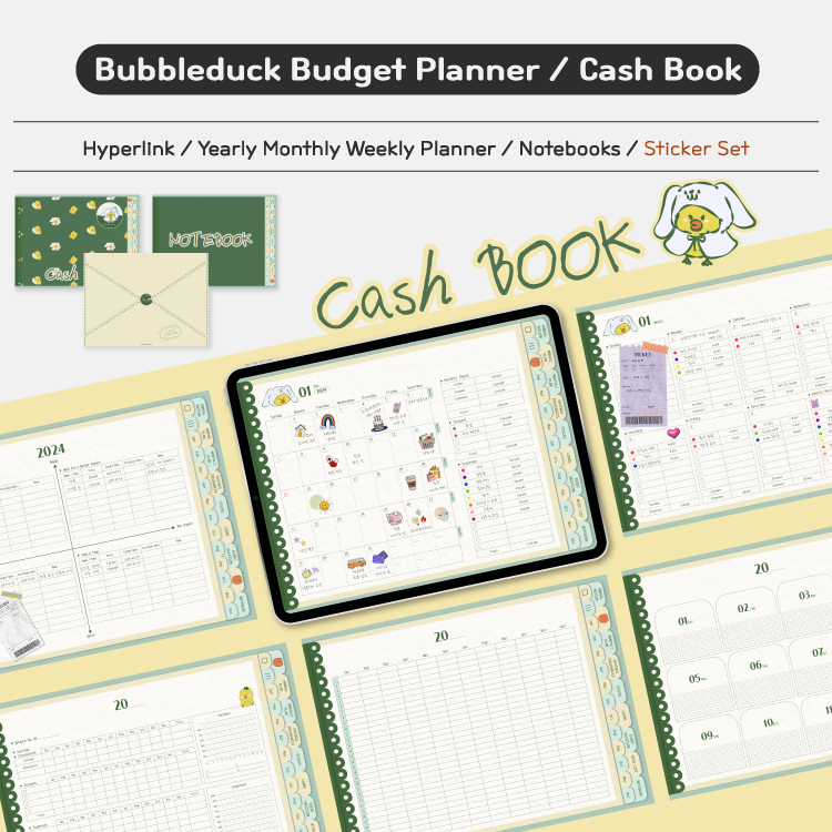 Bubble Duck Cash Book Sticker Set (Hyperlink) Budget Planner | Webudding