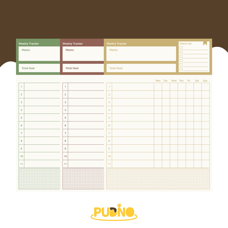 Pudino Autumn Tracker Note Weekly | Webudding