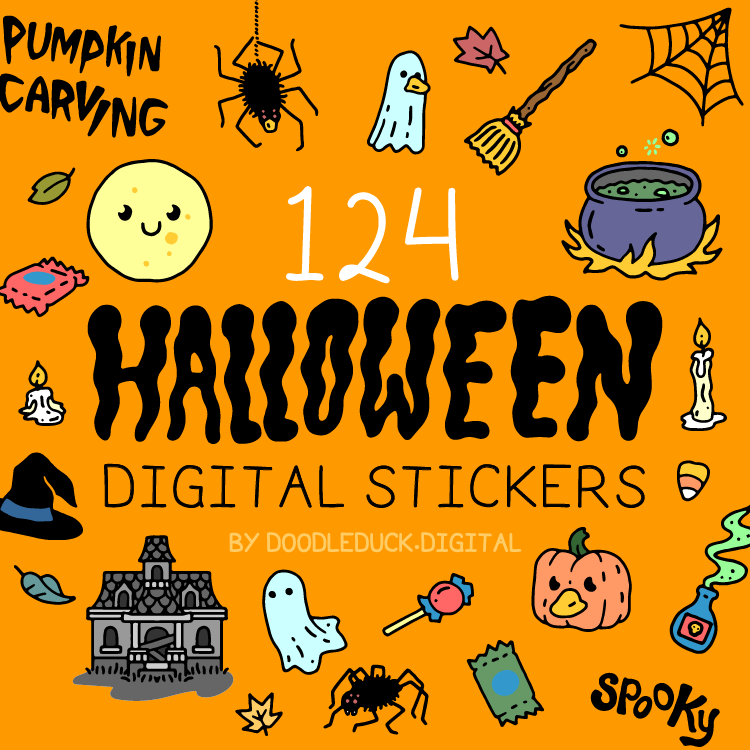 Cute spooky halloween digital stickers | Webudding