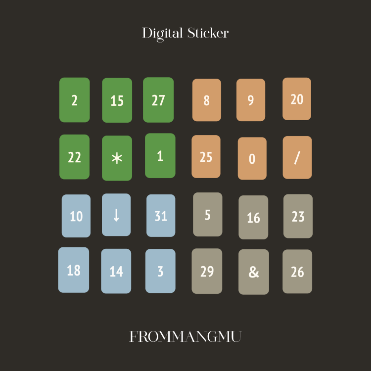 Date number stickers (4 colors) | Webudding