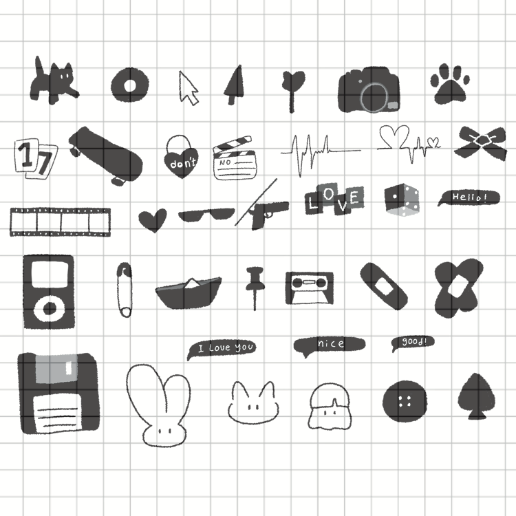 goodnote png sticker (black kitsch) | Webudding