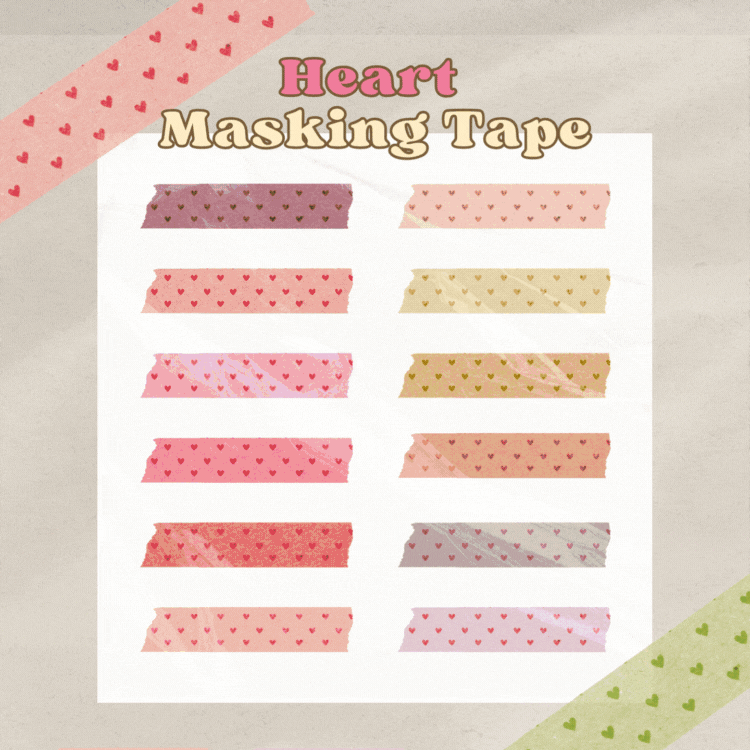 Heart pattern masking tape / paper texture / 48 types including ...