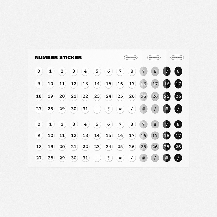 monotone number sticker | Webudding