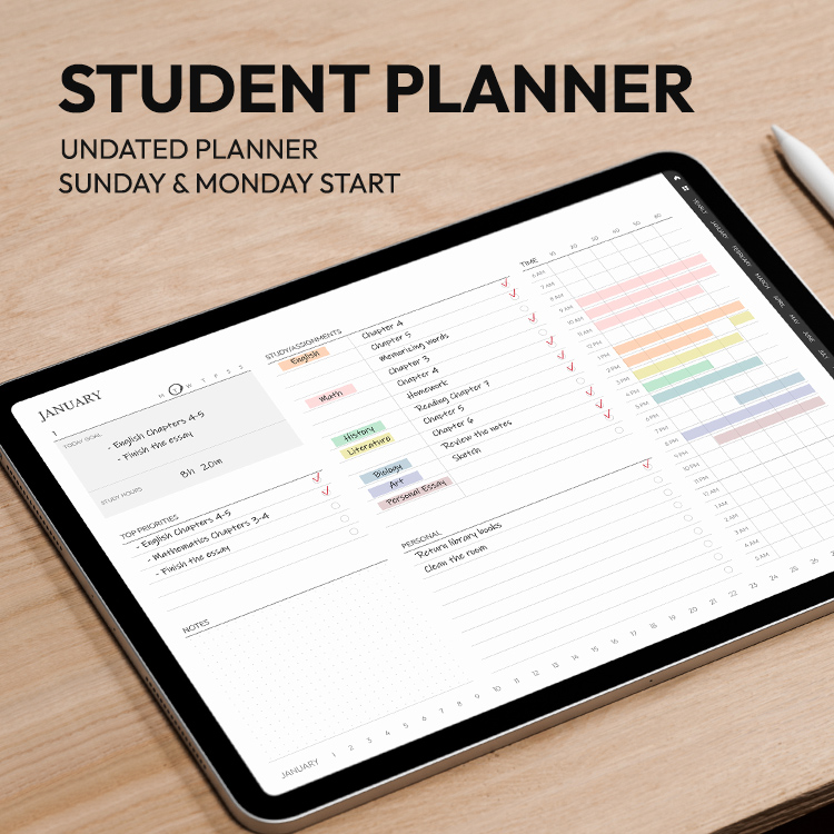 Undated Digital Student Planner | Webudding