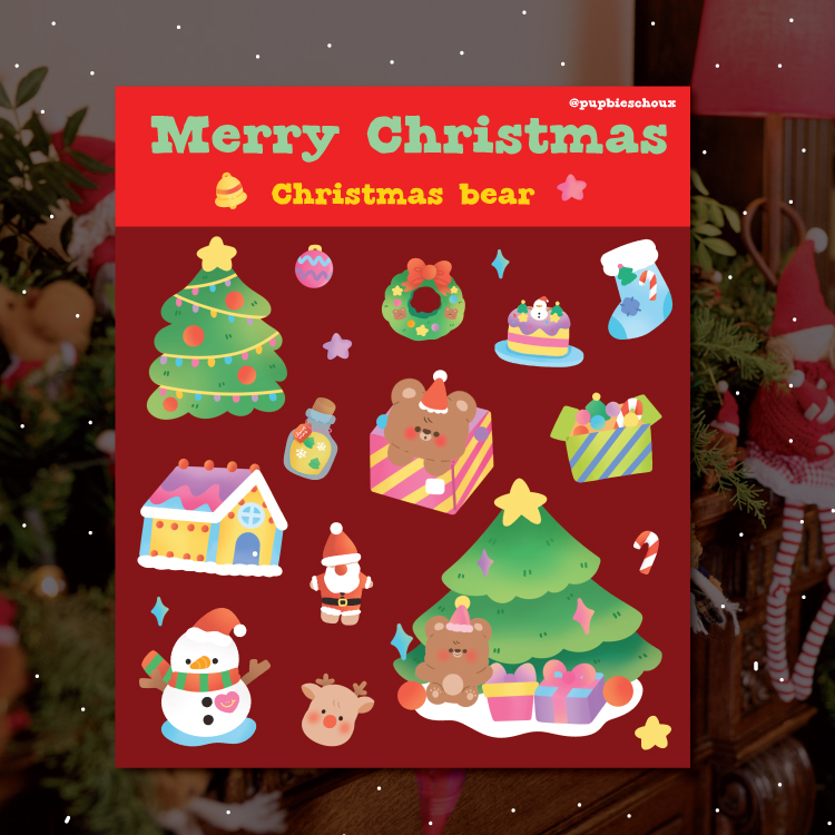 Chirstmas bear Stickers | Webudding