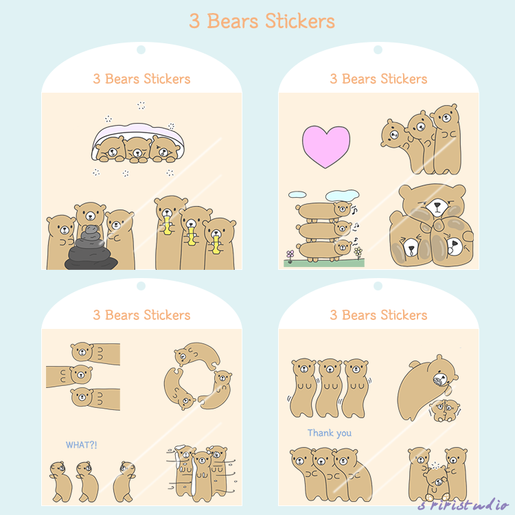 Cute three bear stickers | Webudding