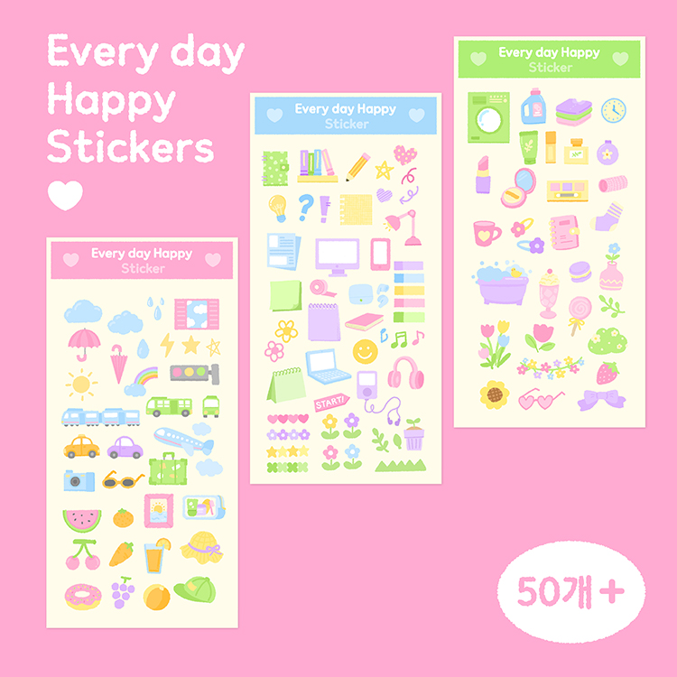 [Jikoo] Everey day happy deco stickers 3sheets | Webudding