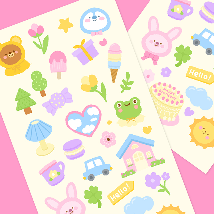 [Jikoo] happy friends deco sticker package | Webudding