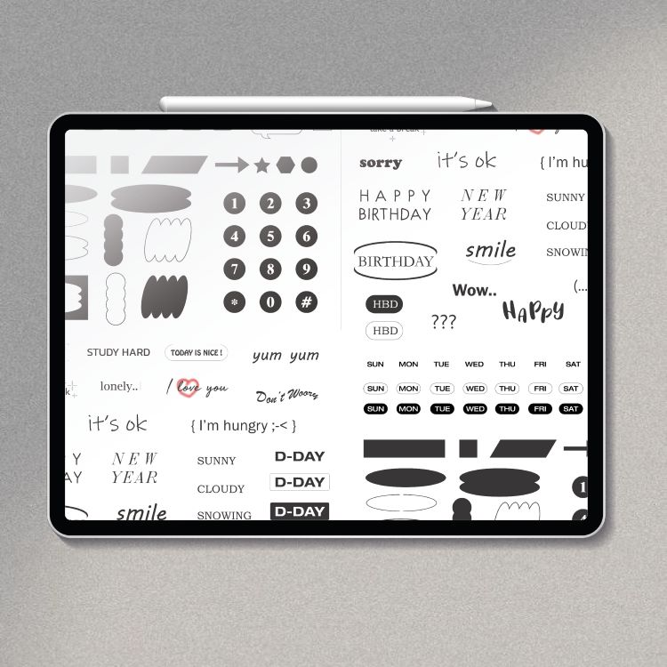 Basic Daily Typo Sticker Set | Webudding