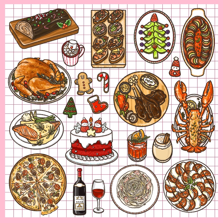 음식시리즈10_(크리스마스음식스티커) | 위버딩
