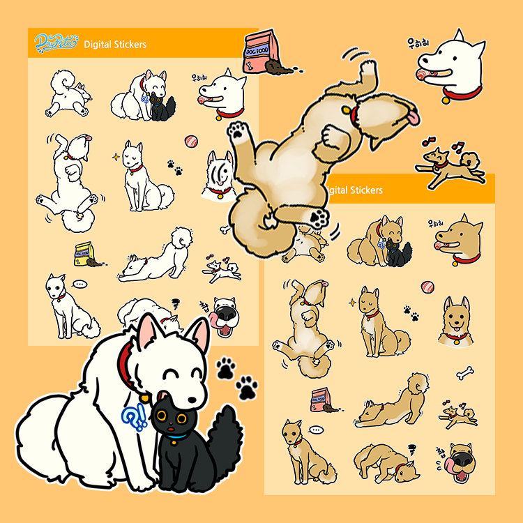 Bowwow! jindo dog Digital stickers | Webudding