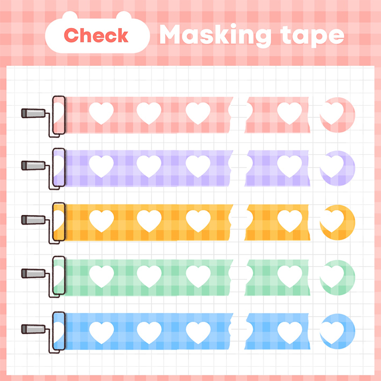 Check Heart Masking Tape 15p | Webudding
