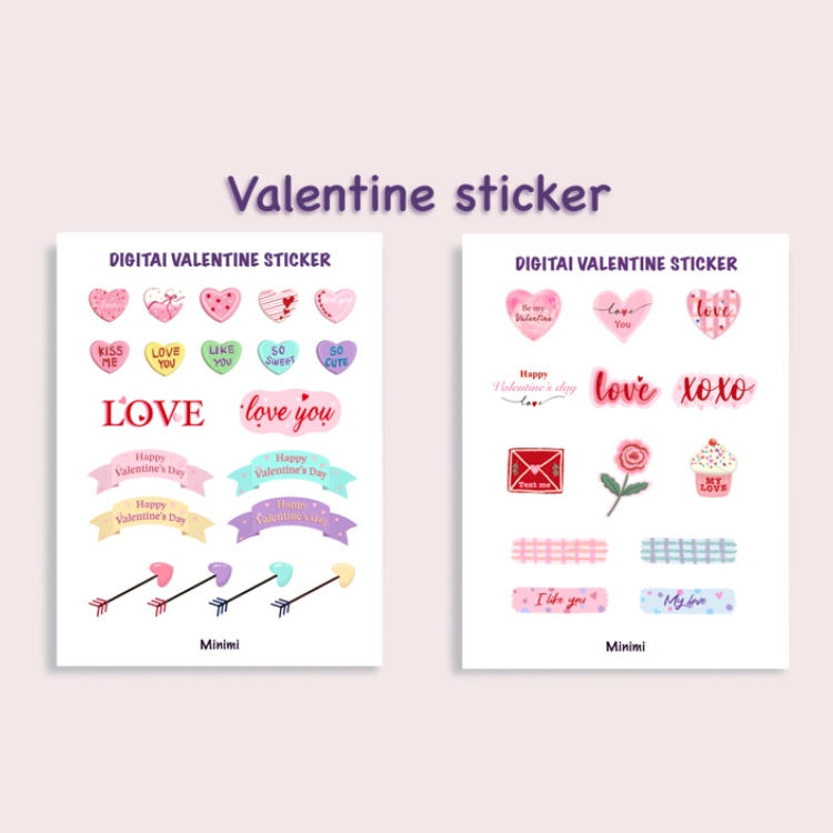 MINIMI Valentine's day sticker pack | Webudding