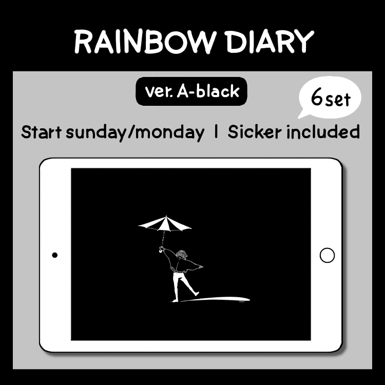 Rainbow diary ver.A-black _Start sunday·monday /Sicker included(6set) | Webudding