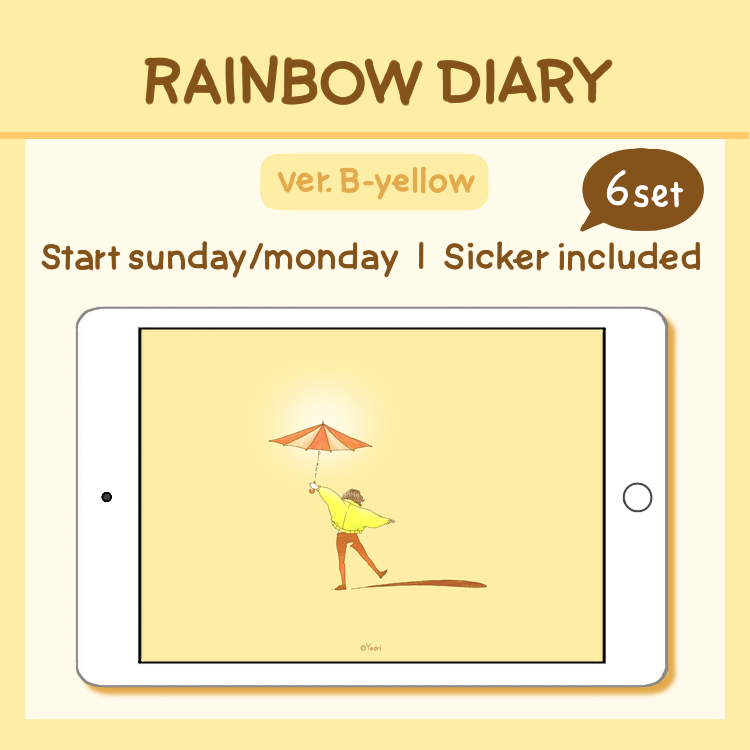 Rainbow diary ver.B-yellow _Start sunday·monday /Sicker included(6set) | Webudding