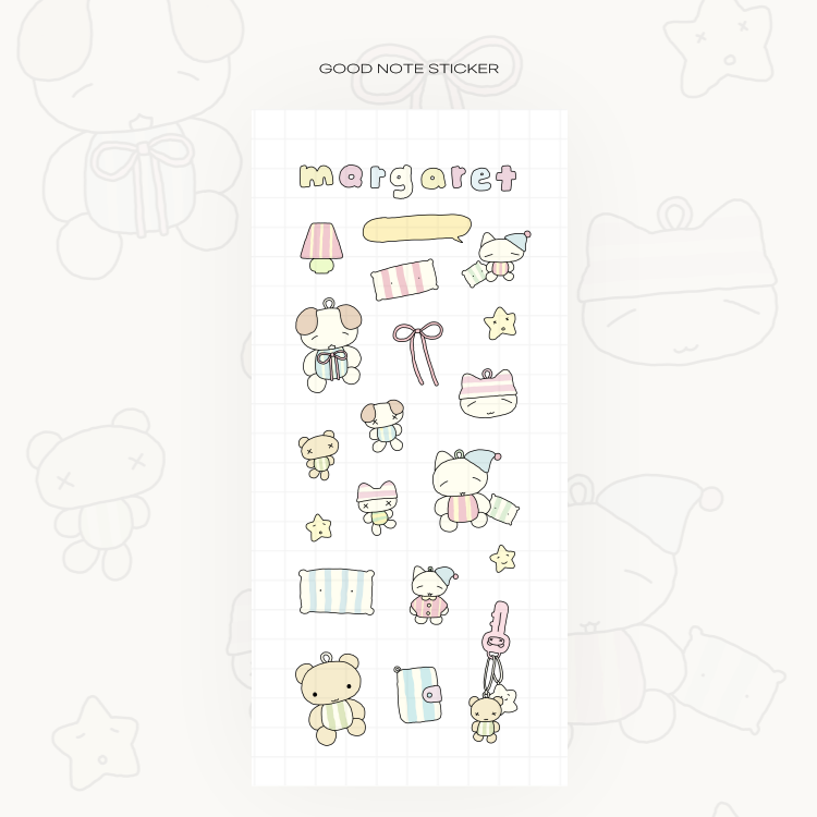 cozy sleeping sticker : kitty and puppy doll | Webudding