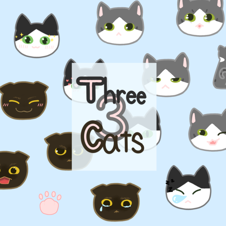 face stickers of three cats | Webudding