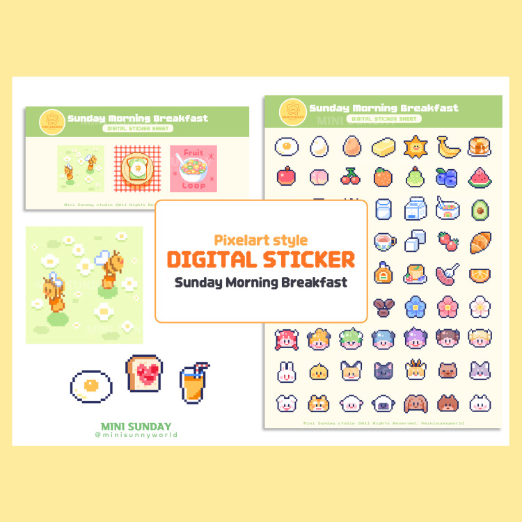 Sunday Morning Breakfast Digital Stickers | Webudding