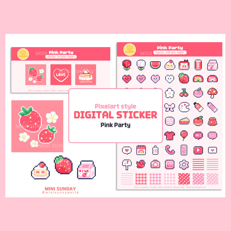 Pink Party Digital Sticker | Webudding