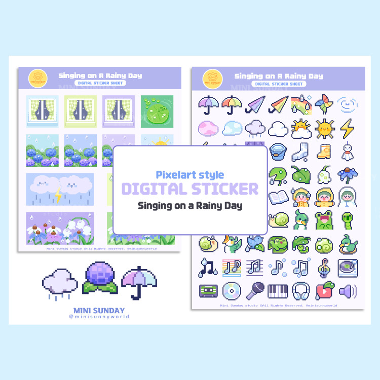 Singing on a Rainy Day Digital Sticker | Webudding