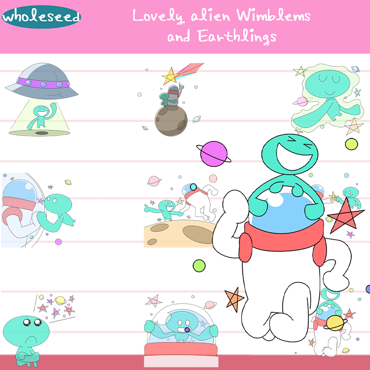 Lovely alien Wimblems and Earthlings, space daily life | Webudding