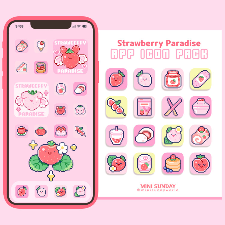 Strawberry Paradise Icon Pack | Webudding