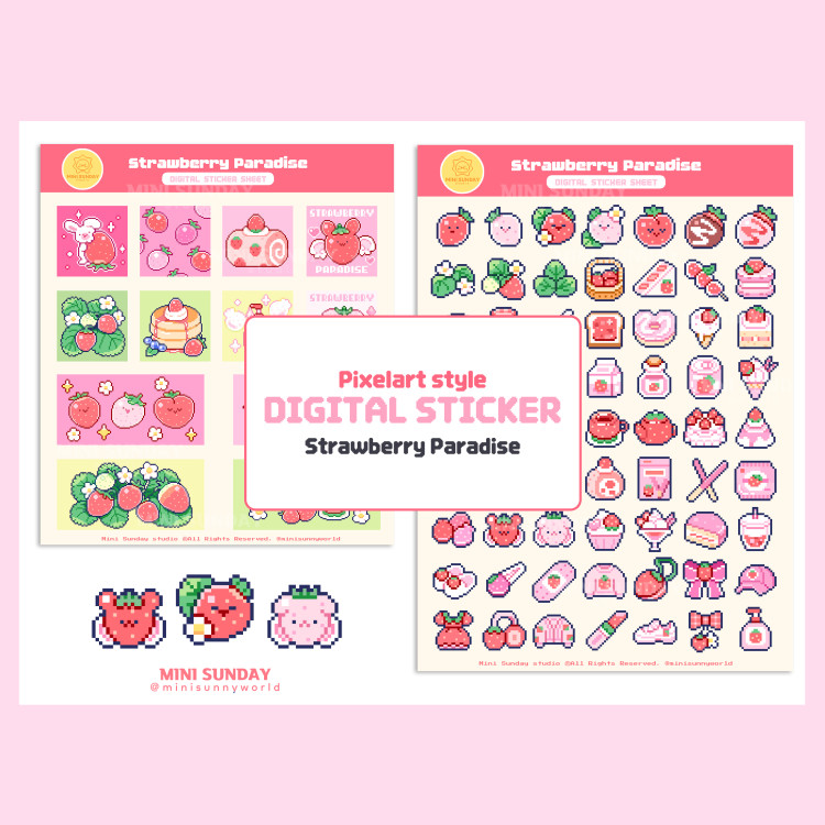 Strawberry Paradise Digital Sticker | Webudding