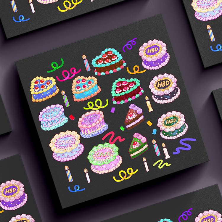 Vintage lettering cake illustration Goodnote Digital sticker | Webudding