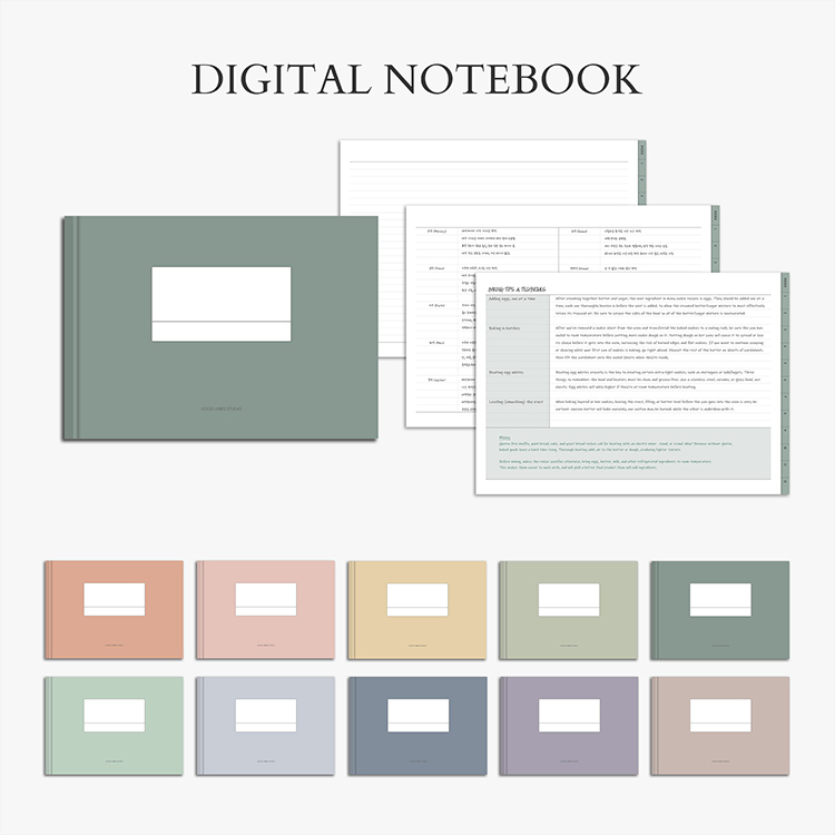10 Digital Notebooks / 10 Colors / Landscape | Webudding