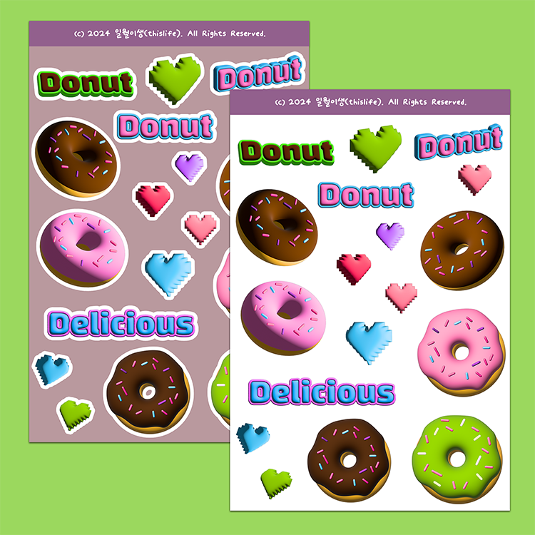 Goodnote stickers kitsch stle DONUTS city pop illust | Webudding