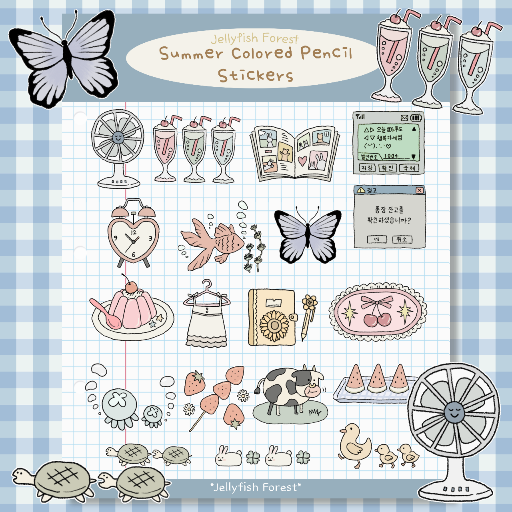 Summer colored pencils stickers | Webudding