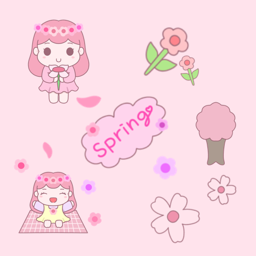 pink pink spring stickers | Webudding