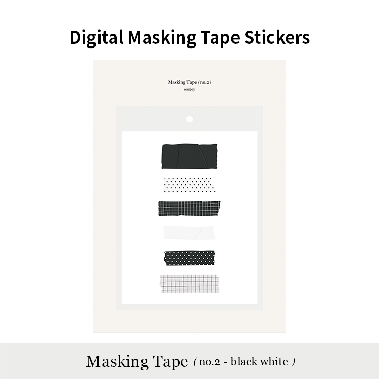 Masking Tape Stickers(No.2-black white) | Webudding