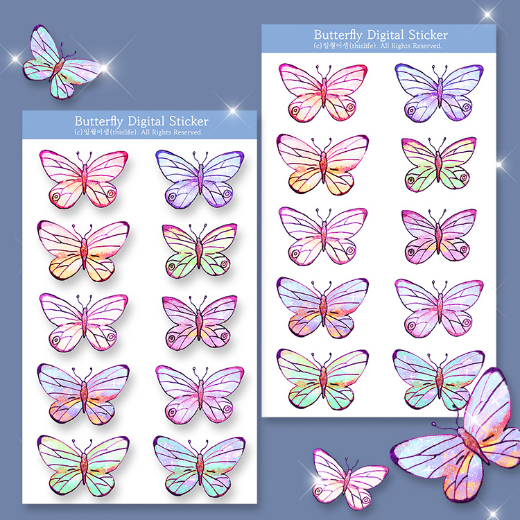 Goodnote Sticker Butterfly Hand Painting Illustration Digital | Webudding