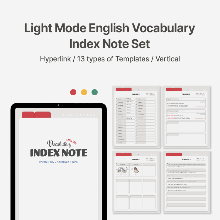 Light mode English vocabulary index note | Webudding