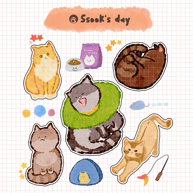 cat sticker with paper texture | Webudding