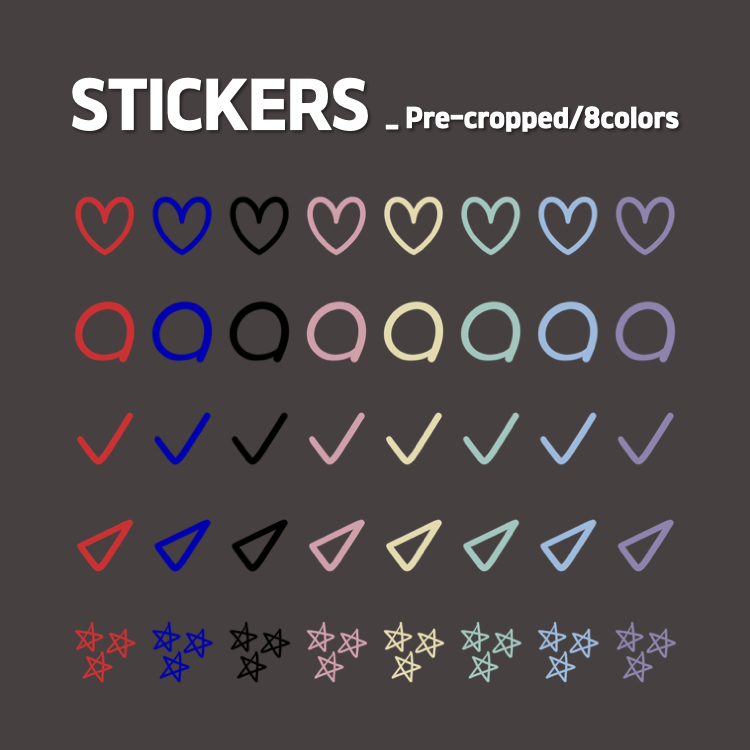 Simple Checkmark Stickers: Individual Stickers, 8 Colors for Grading & Checking | Webudding