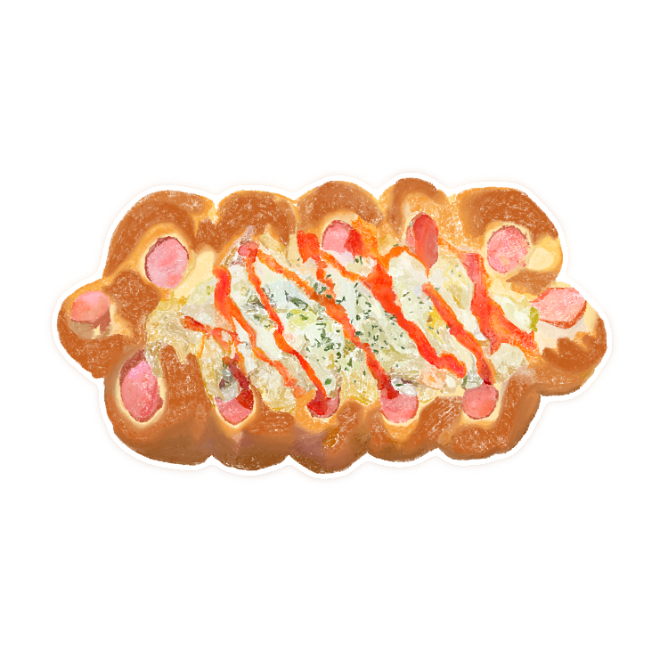 스케치 스티커 소시지빵 피자빵 스티커 | 위버딩