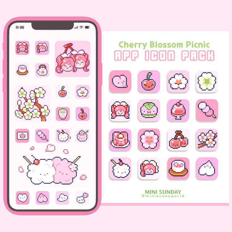 Cherry Blossom Picnic Icon Pack | Webudding