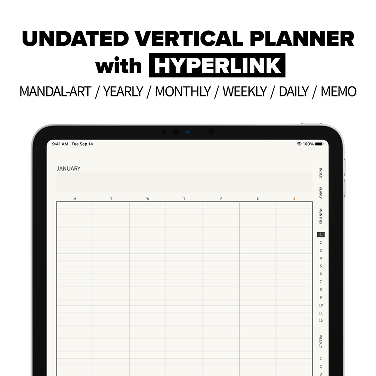 Vertical Monday Start Planner | Undated | Webudding