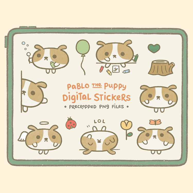 Pablo the Puppy: Cute Digital Sticker Pack | Webudding