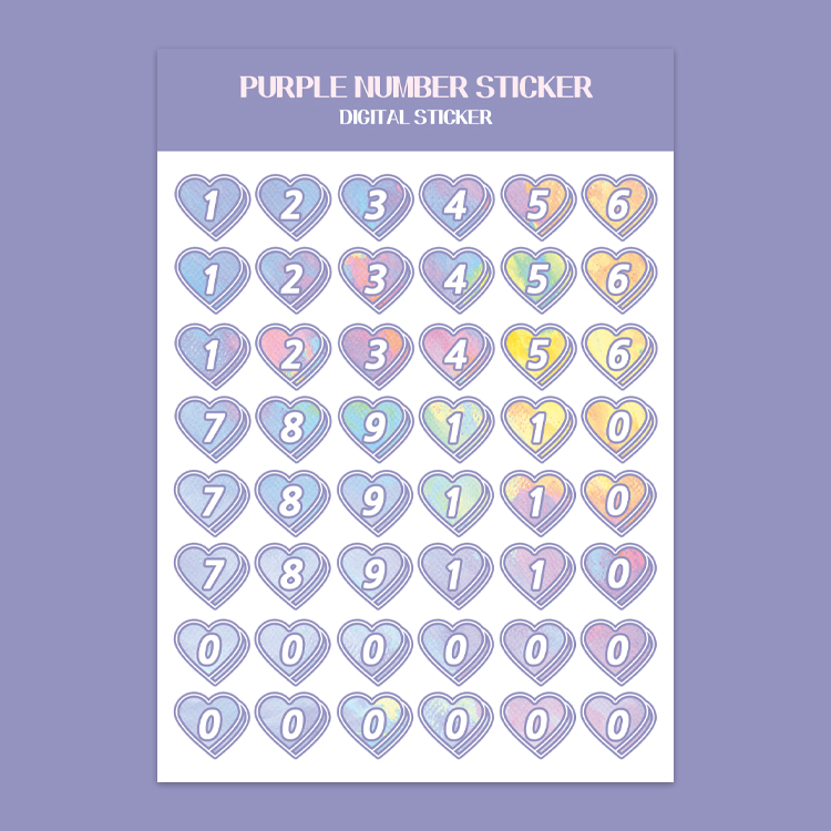 Purple Heart Number Sticker | Webudding