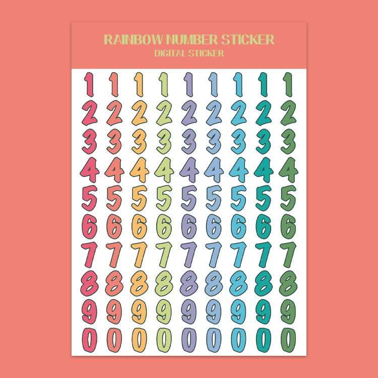 Rainbow Number Sticker | Webudding