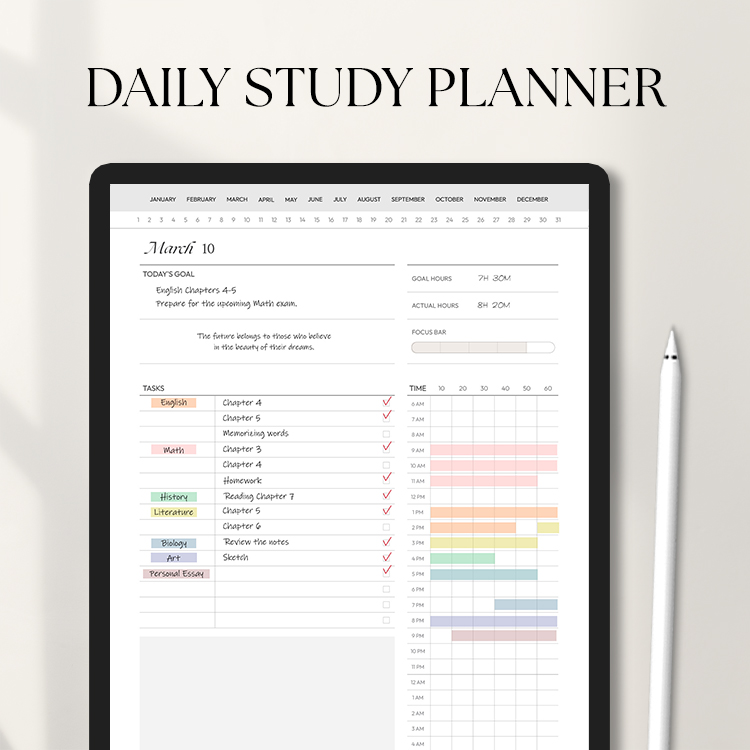 Digital Daily Study Planner | Webudding