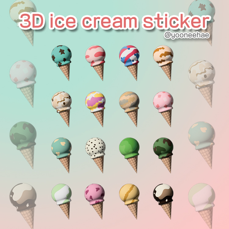 Yooneehae's 3D ice cream sticker | Webudding
