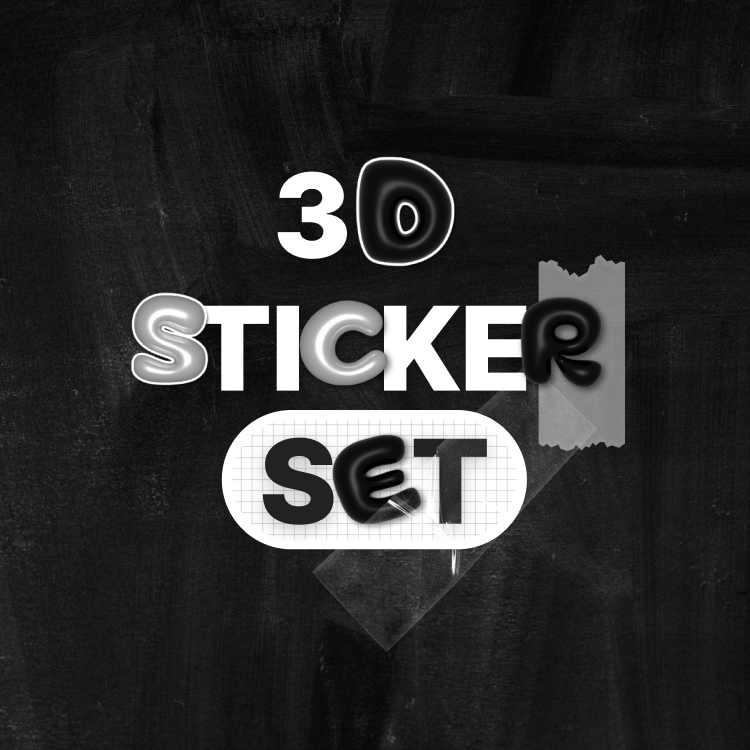 3D Alphabet Sticker Set(Black, Silver) | Webudding