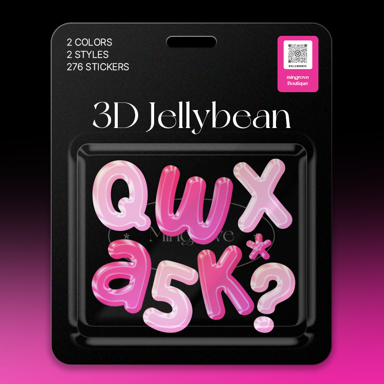 3D Alphabet Jellybean Sticker(Magenta) | Webudding